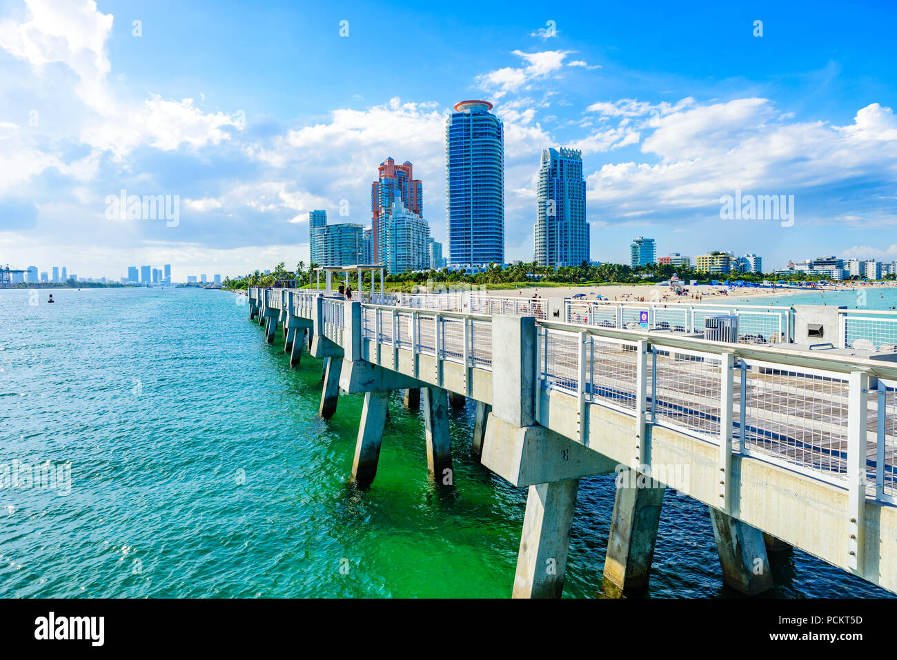 South Pointe Park and Pier at South Beach of Miami Beach. Paradise and ...