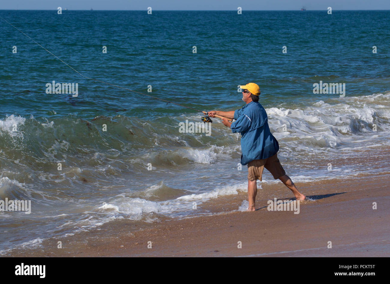 Surf fishing on East Beach, Ninigret Conservation Area, Rhode Island ...