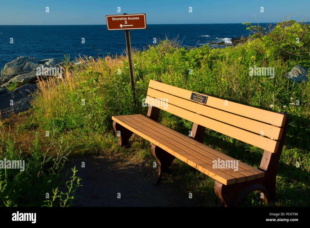 Bench along trail, Sachuest Point National Wildlife Refuge, Rhode ...