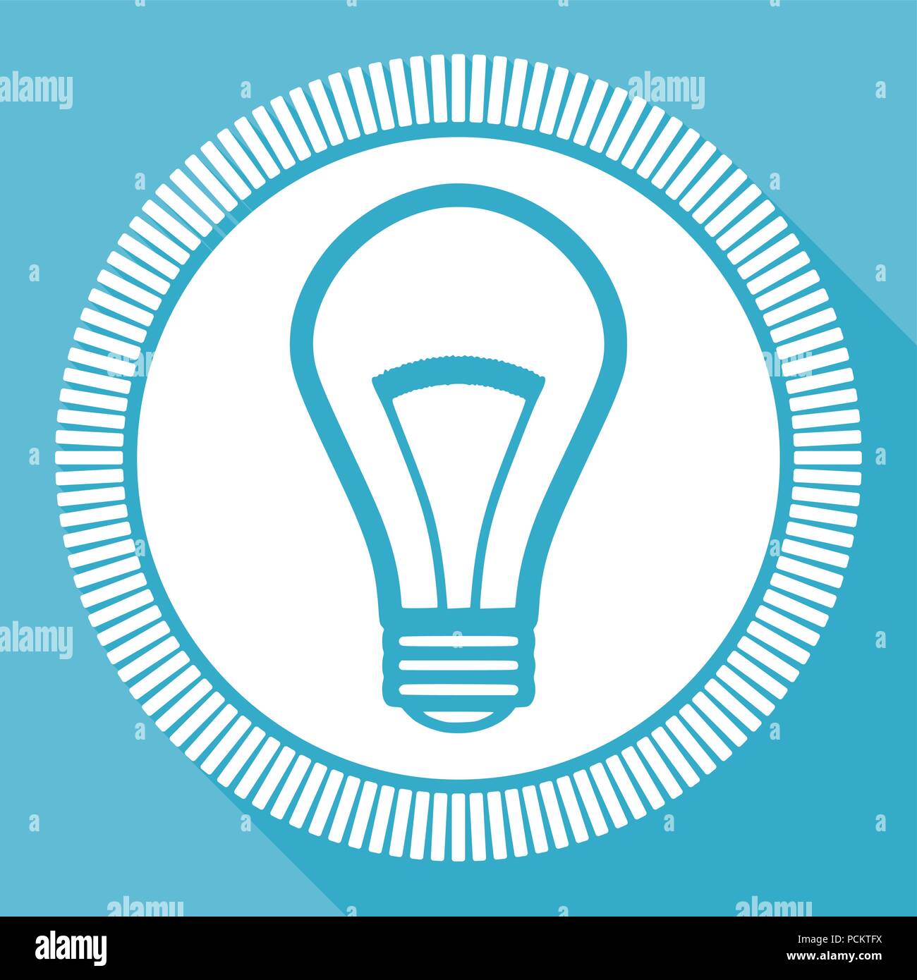 Bulb editable flat vector icon, lightbulb square web button, blue ...