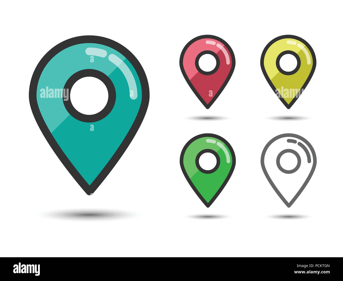 Set of Colored Pin Pointers Linear Flat Icons. Vector EPS 10 Stock Vector Image & Art - Alamy