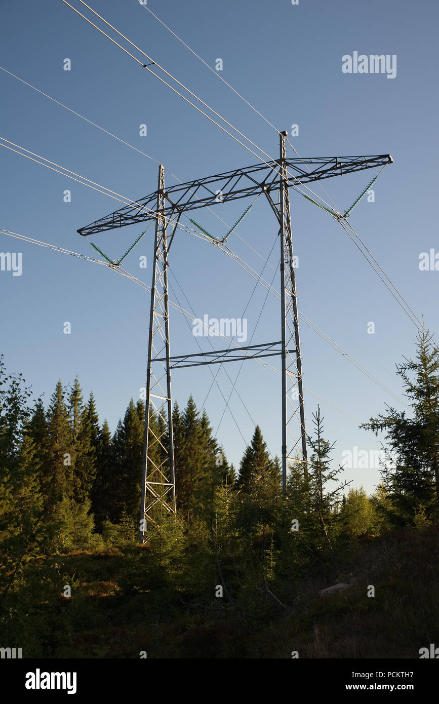 Steel lattice electricity pylon or transmission tower in Norway Stock ...