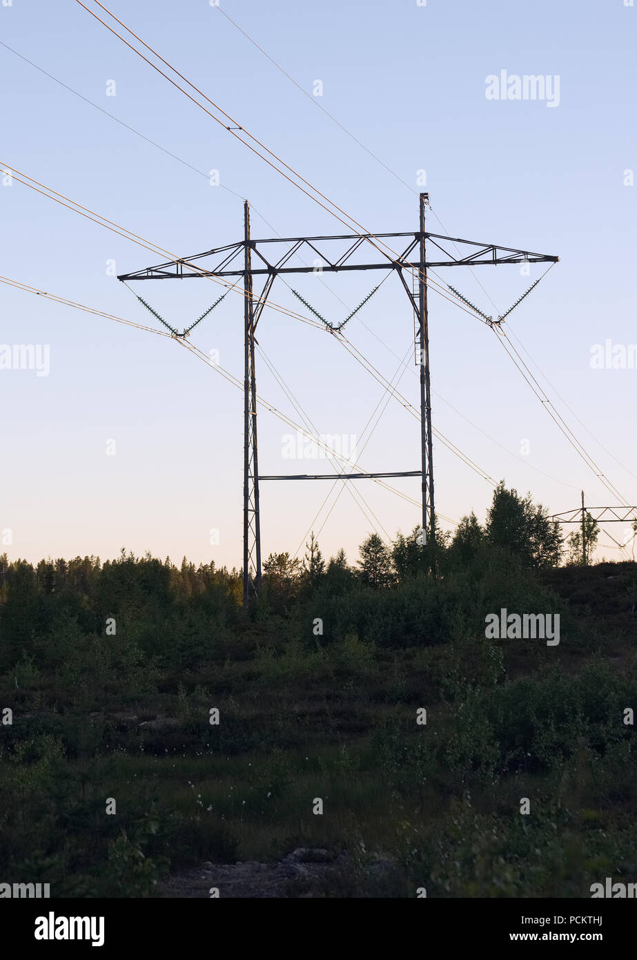 Steel lattice electricity pylons or transmission towers in Norway Stock ...
