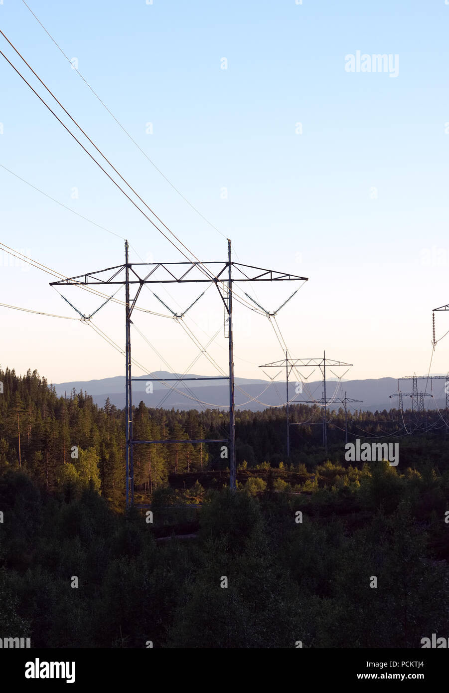 Steel lattice electricity pylons or transmission towers in Norway Stock ...
