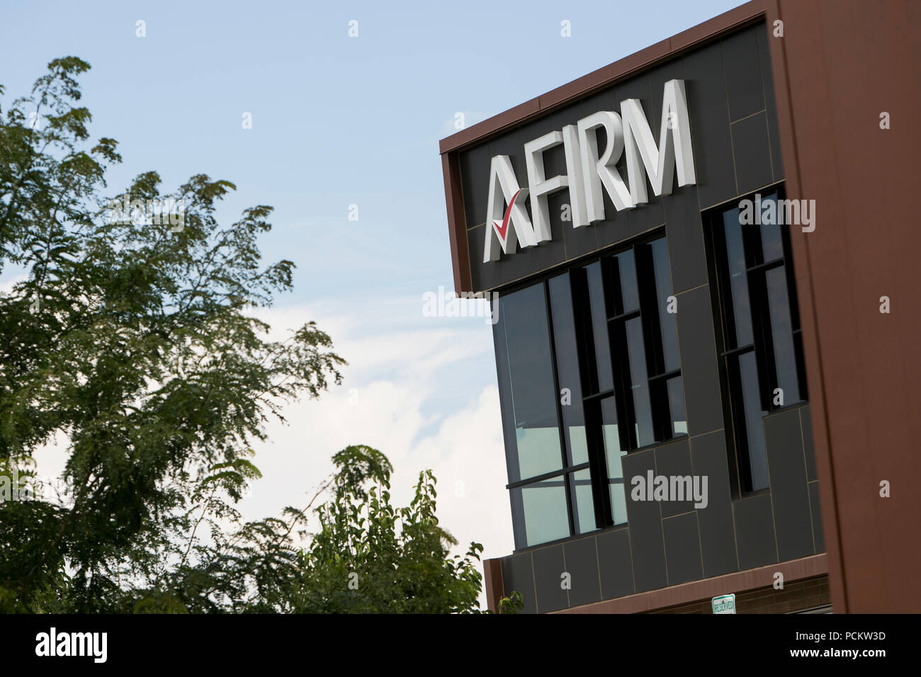 A logo sign outside of the headquarters of the Afirm Solutions in Fort ...