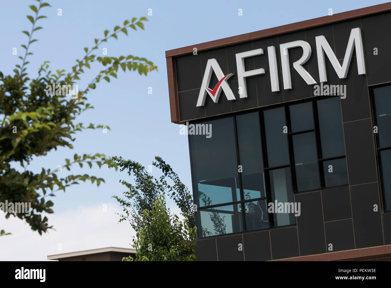 A logo sign outside of the headquarters of the Afirm Solutions in Fort ...