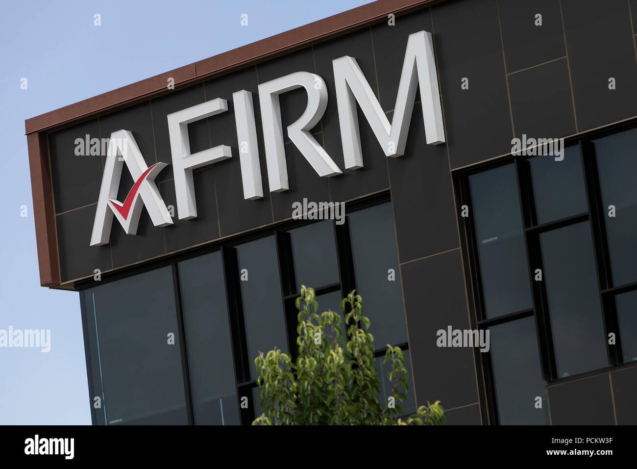A logo sign outside of the headquarters of the Afirm Solutions in Fort ...