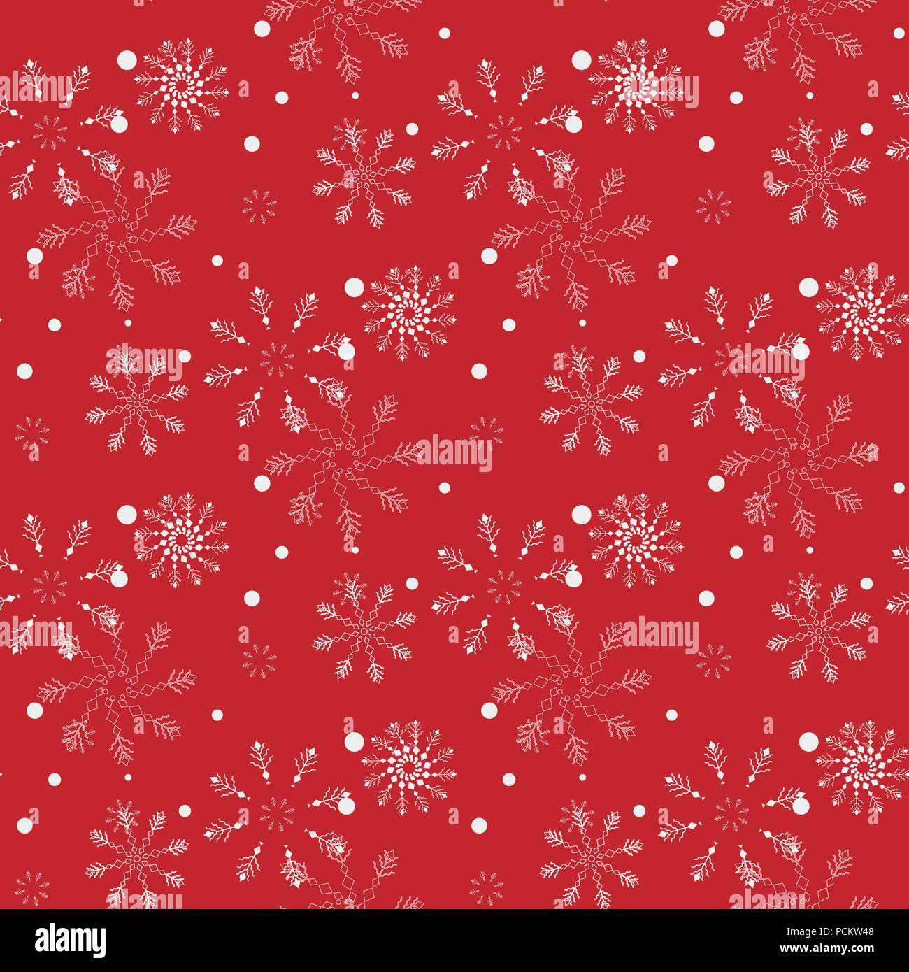 White snowflakes on red background seamless pattern for continuous replicate Stock Vector Image ...