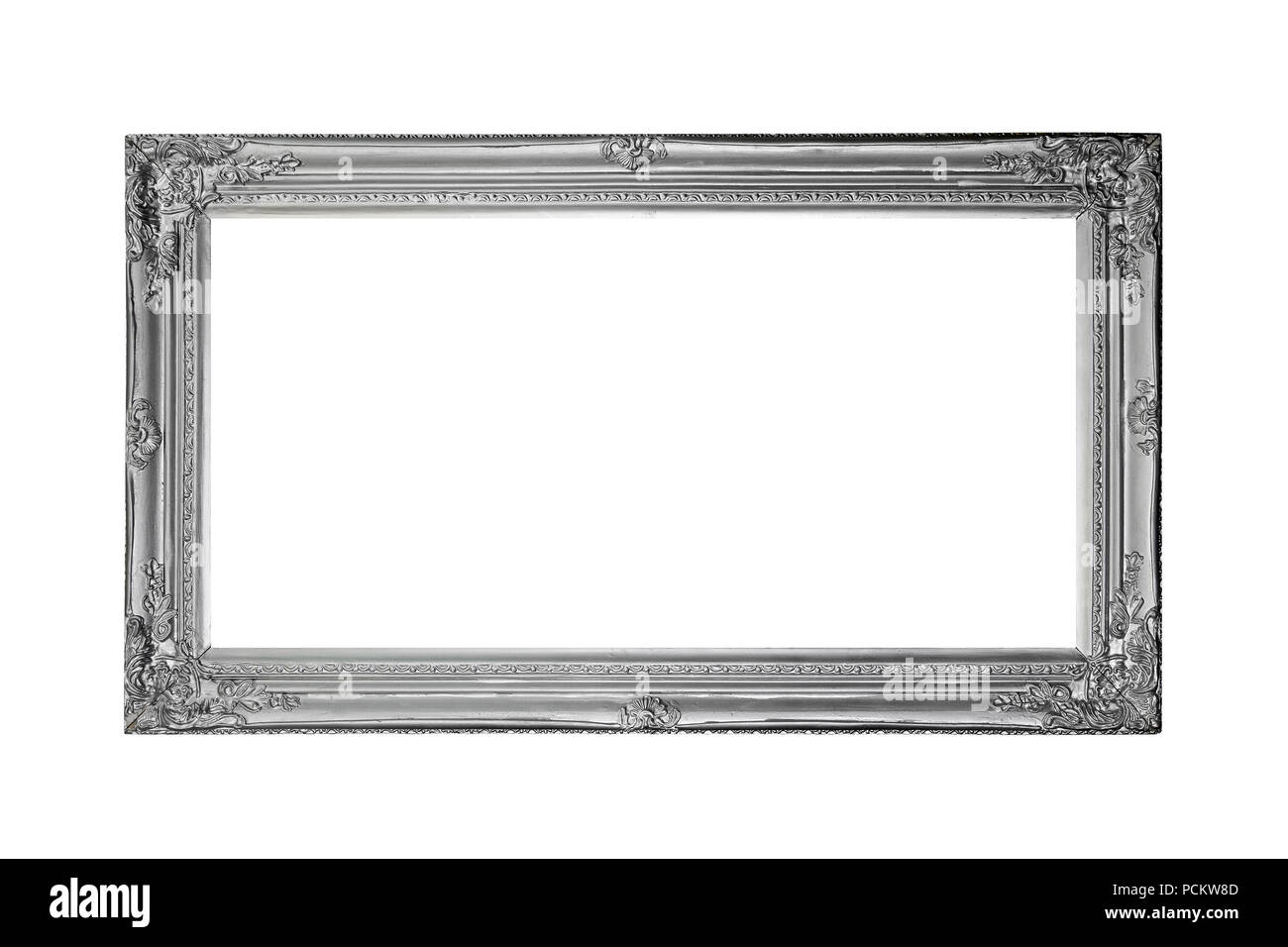 Luxurious panoramic silver frame isolated Stock Photo - Alamy