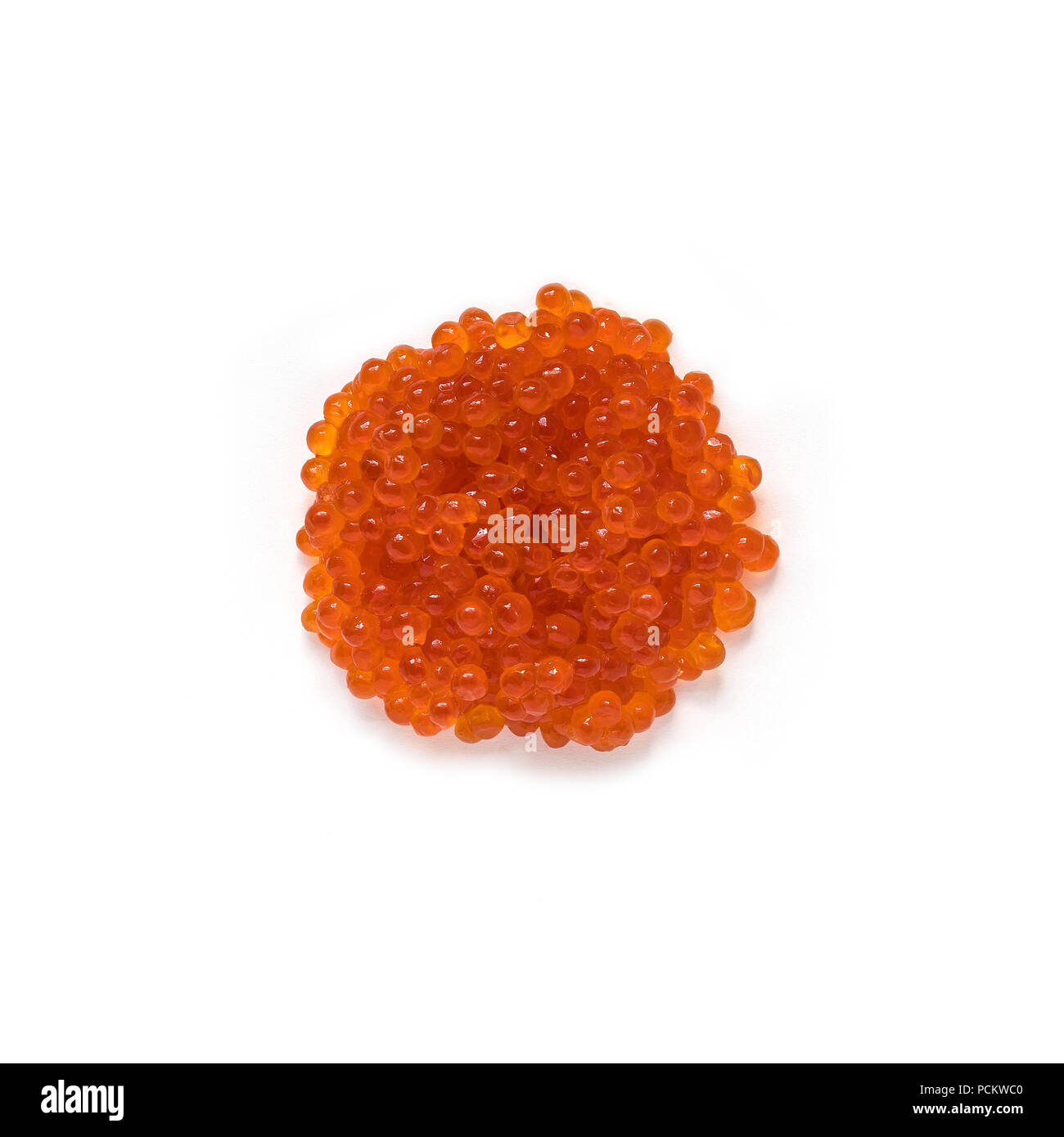 Red salmon caviar, isolated on white, top view Stock Photo - Alamy