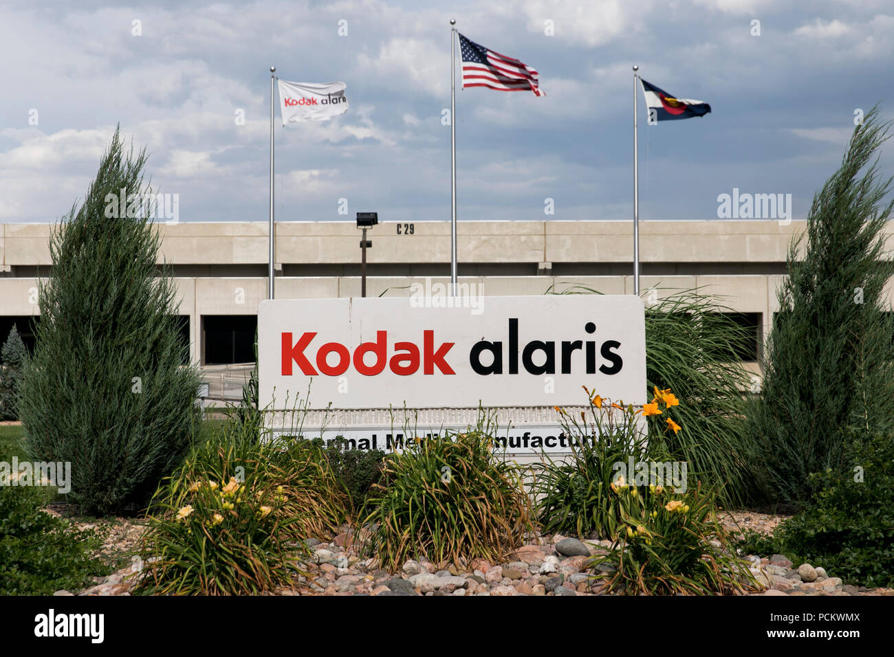 A logo sign outside of a facility occupied by Kodak Alaris in Windsor ...