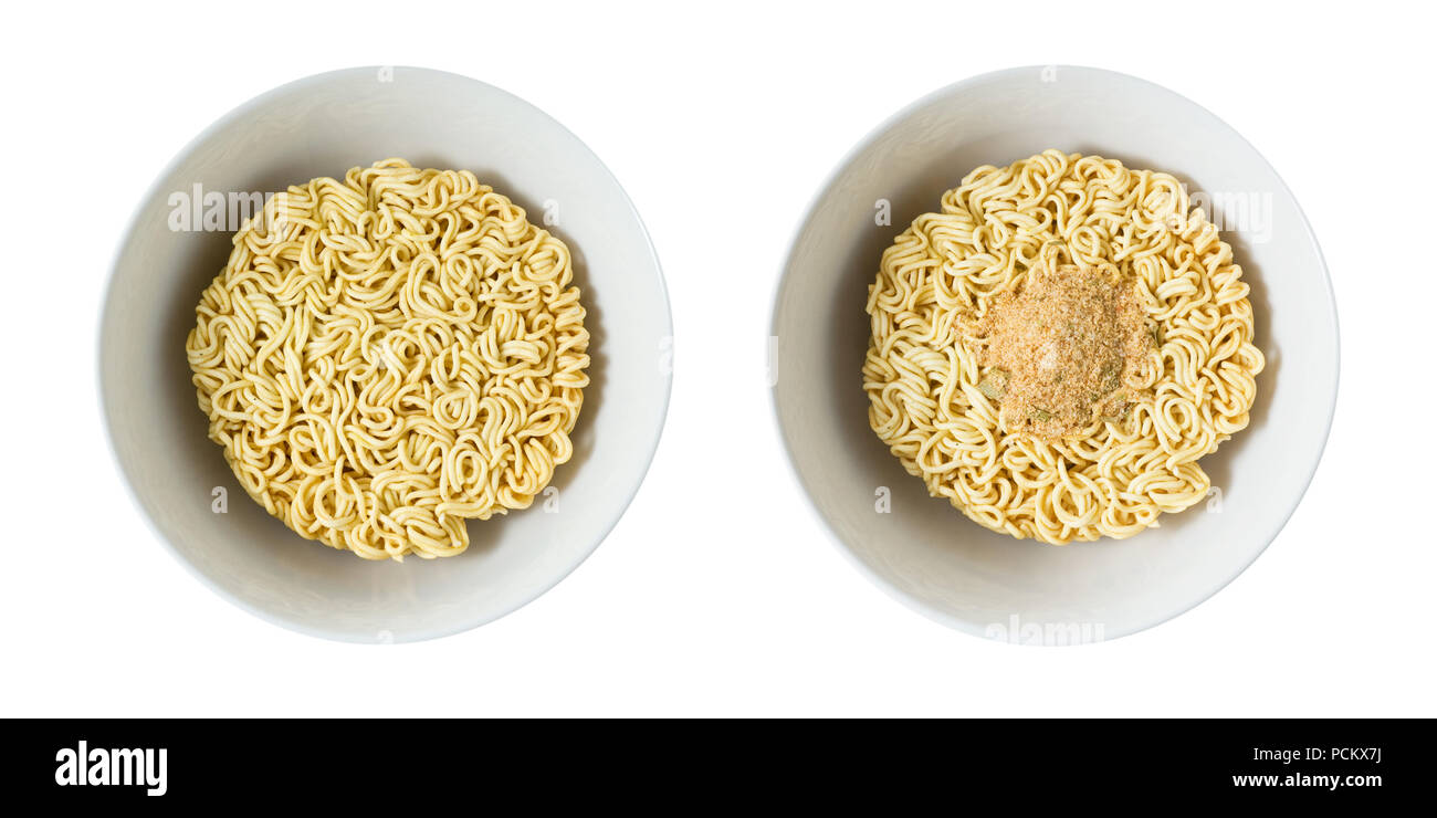 Cuisine and Food, Asian Ramen Dried Instant Noodles Blocks with ...