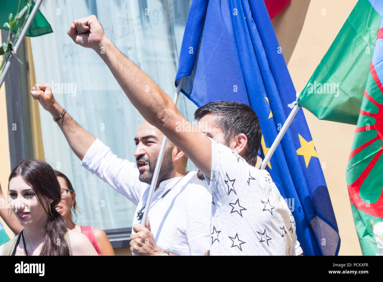 Roma, Italy. 02nd Aug, 2018. Demonstration in front of Palazzo di ...