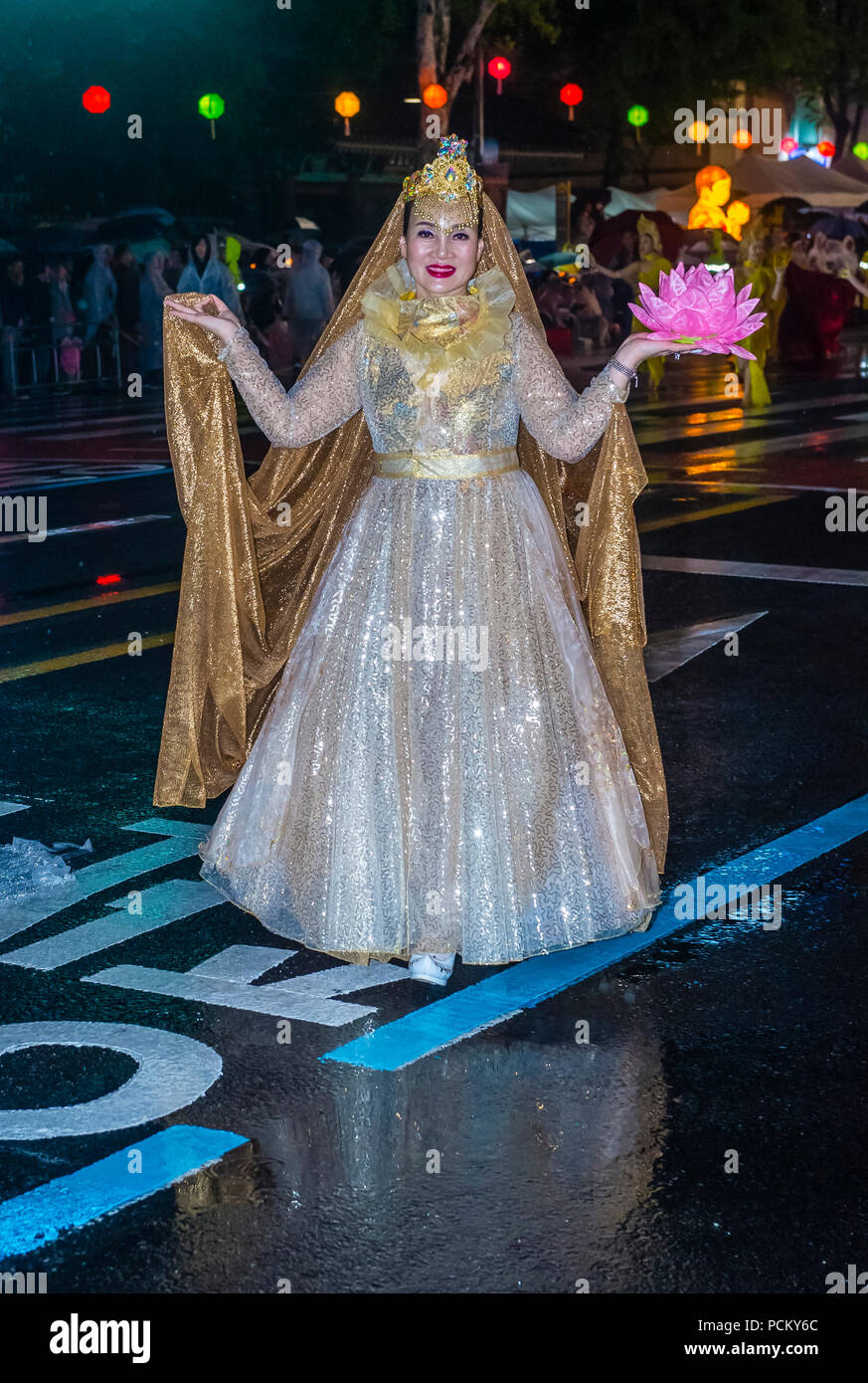 Participants in a parade during Lotus Lantern Festival in Seoul , Korea ...