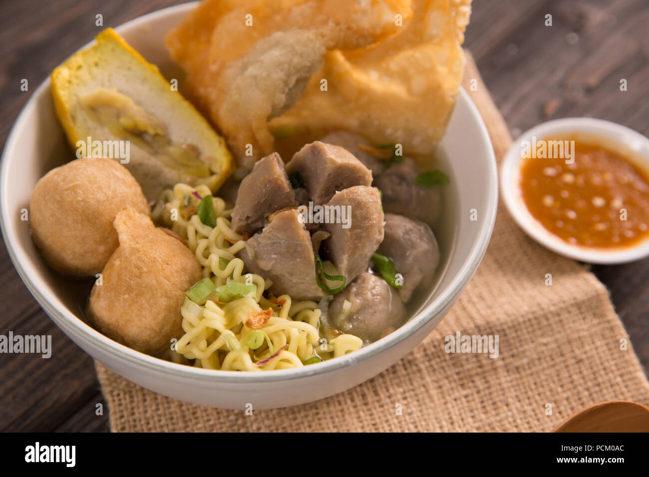 bakso. indonesian meatball served with soup and noodle Stock Photo - Alamy