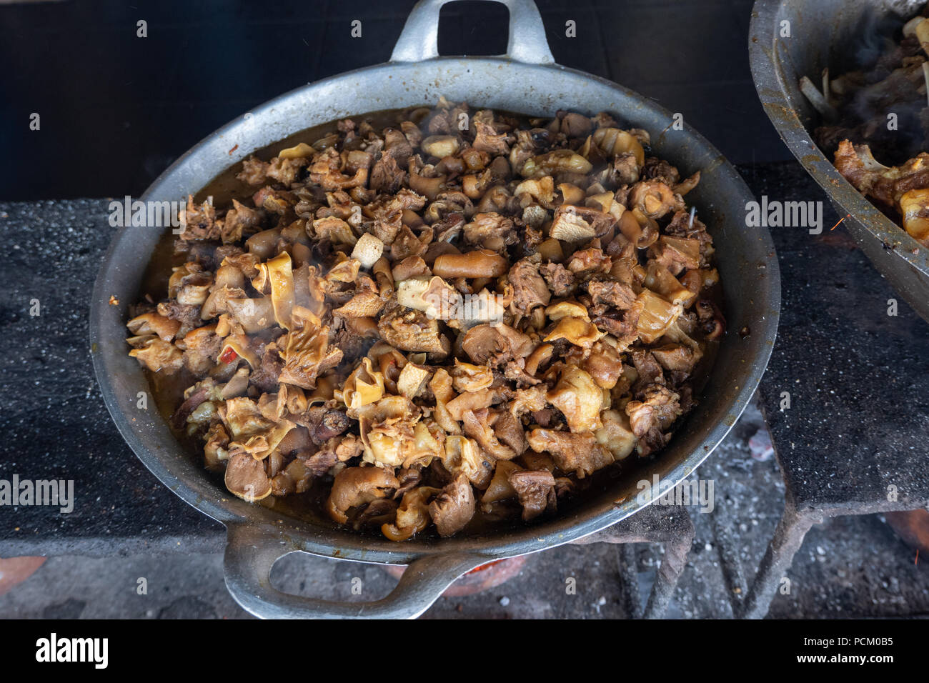 traditional cooking of goat or beef intestines with soup Stock Photo ...