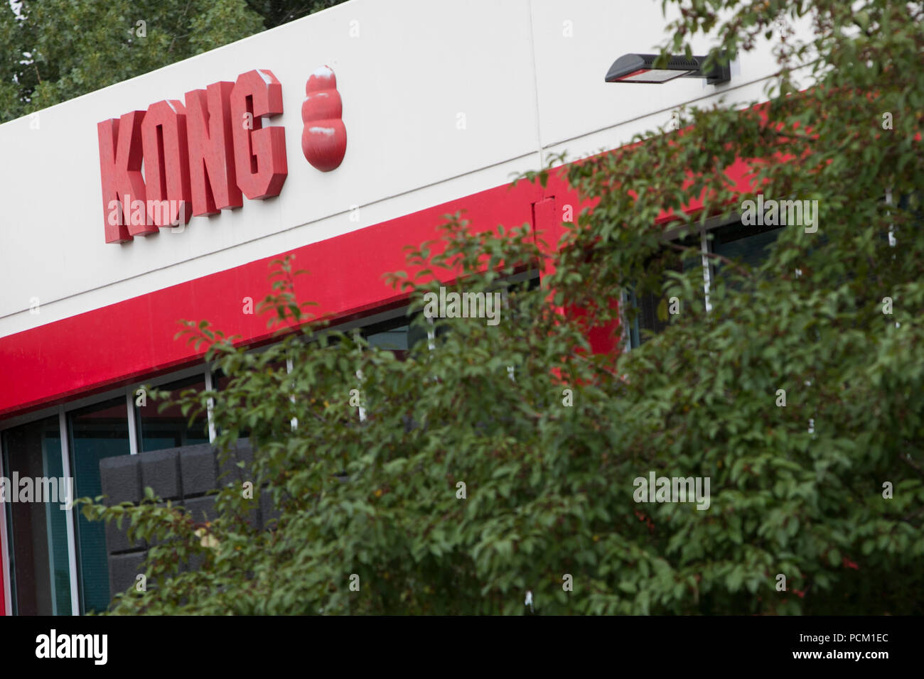 A logo sign outside of the headquarters of The Kong Company in Golden ...