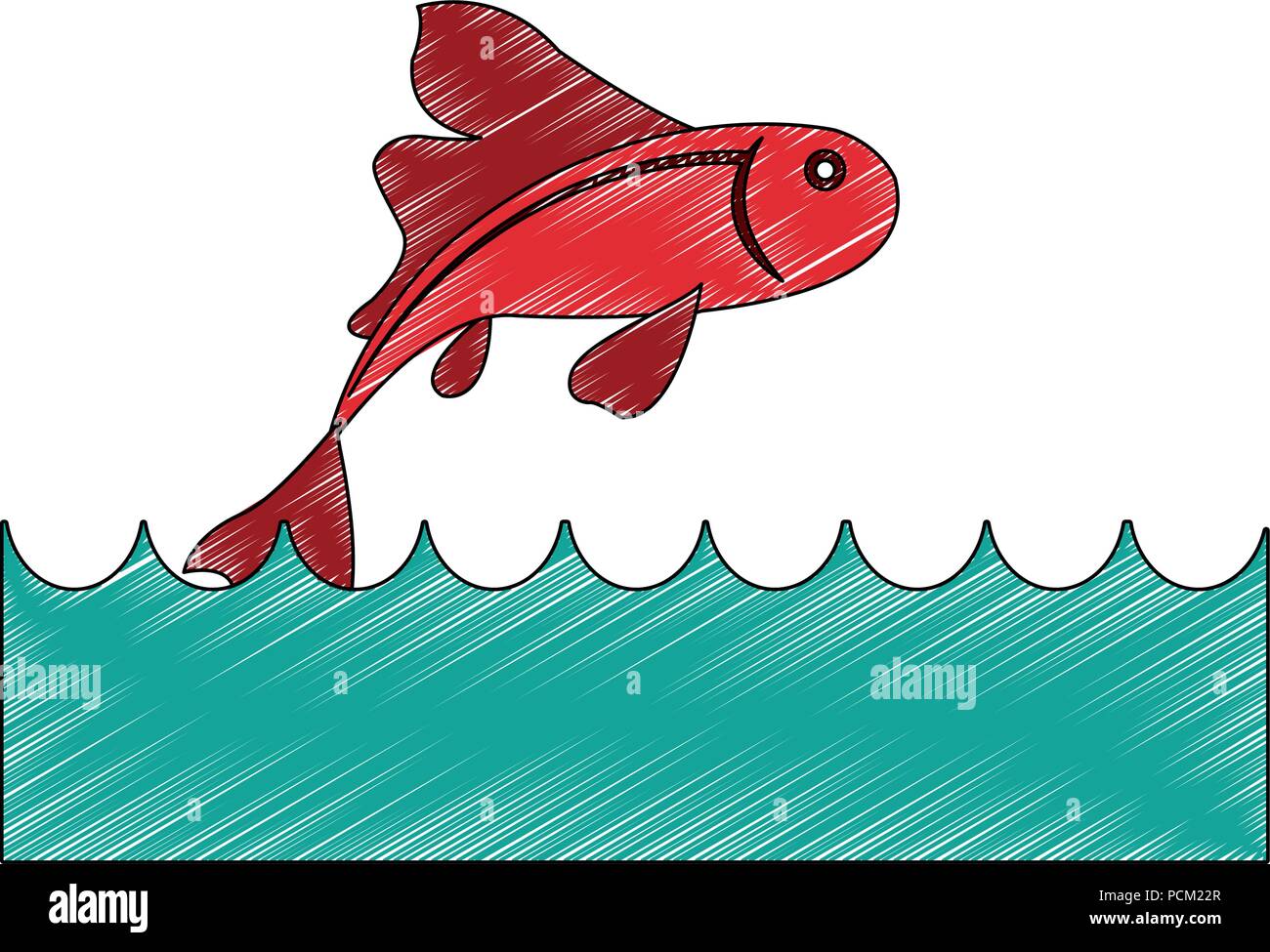 Fish in the sea scribble Stock Vector Image & Art - Alamy