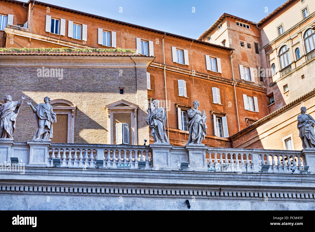 Vatican City,Vatican State - July 19, 2018: Statues on the walls of the ...