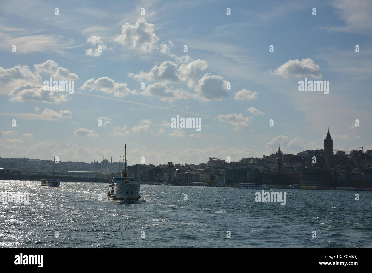 Traditional ferryboat of Istanbul approaching the dock Stock Photo - Alamy