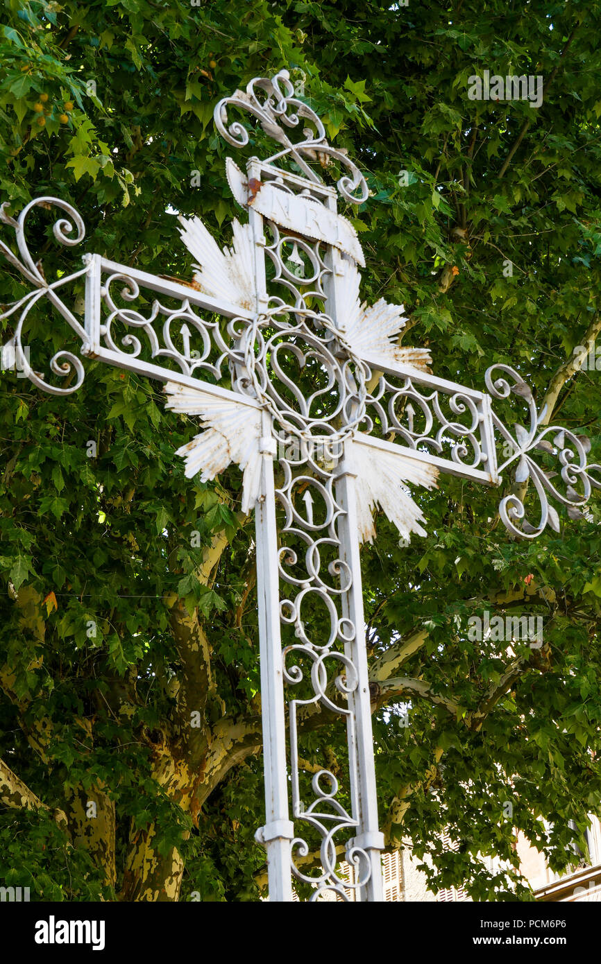Christian Cross, Barjols, France, Var Stock Photo - Alamy