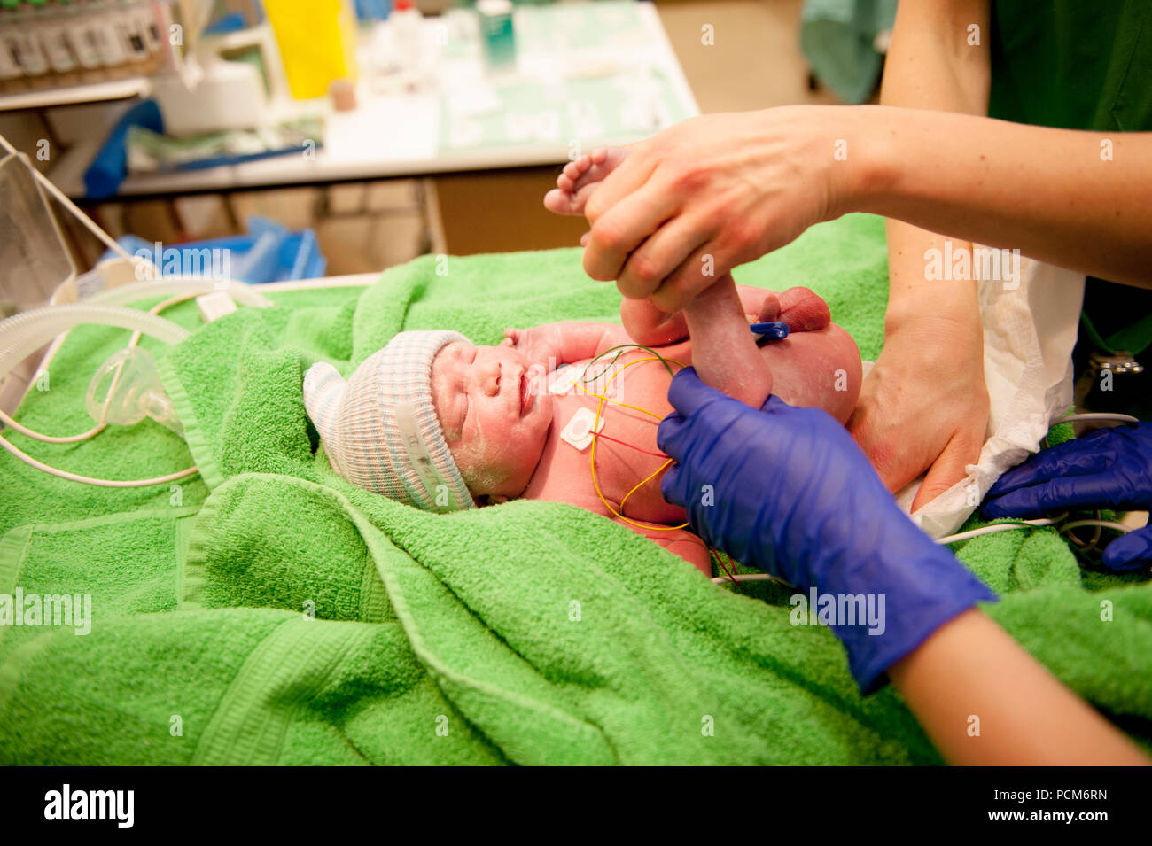 Illustration picture of a newborn baby just after birth going through ...