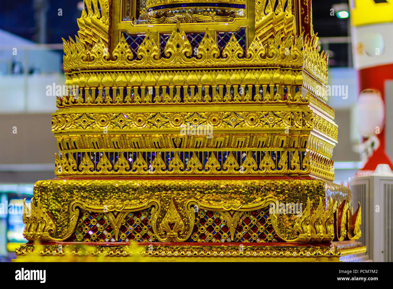 Beautiful golden base of the movable throne in Thai's style patterns ...