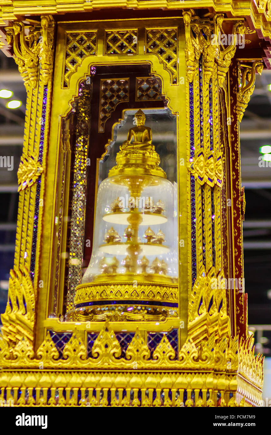 Beautiful golden movable throne contained the Buddha relics enshrined ...