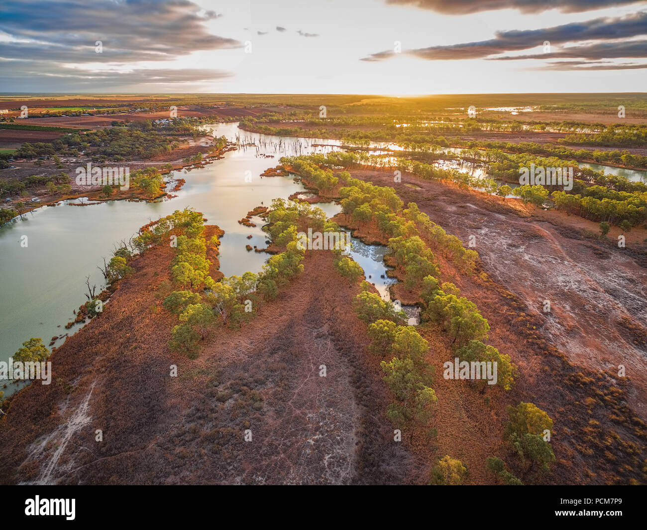 Murray River and native vegetation at sunset Stock Photo - Alamy