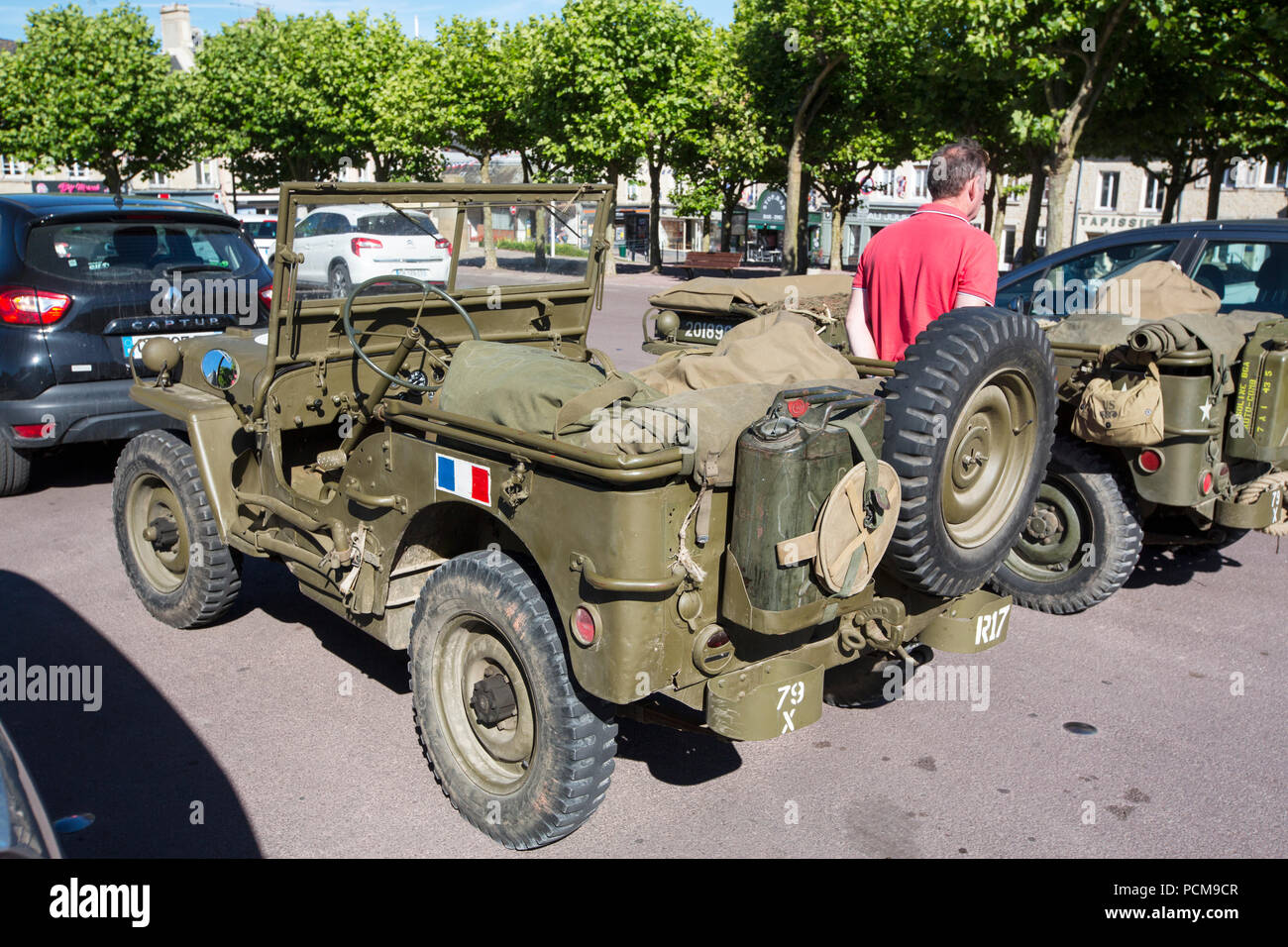Old 2nd world war American Jeeps in Sainte Mere Eglise, Normandy ...