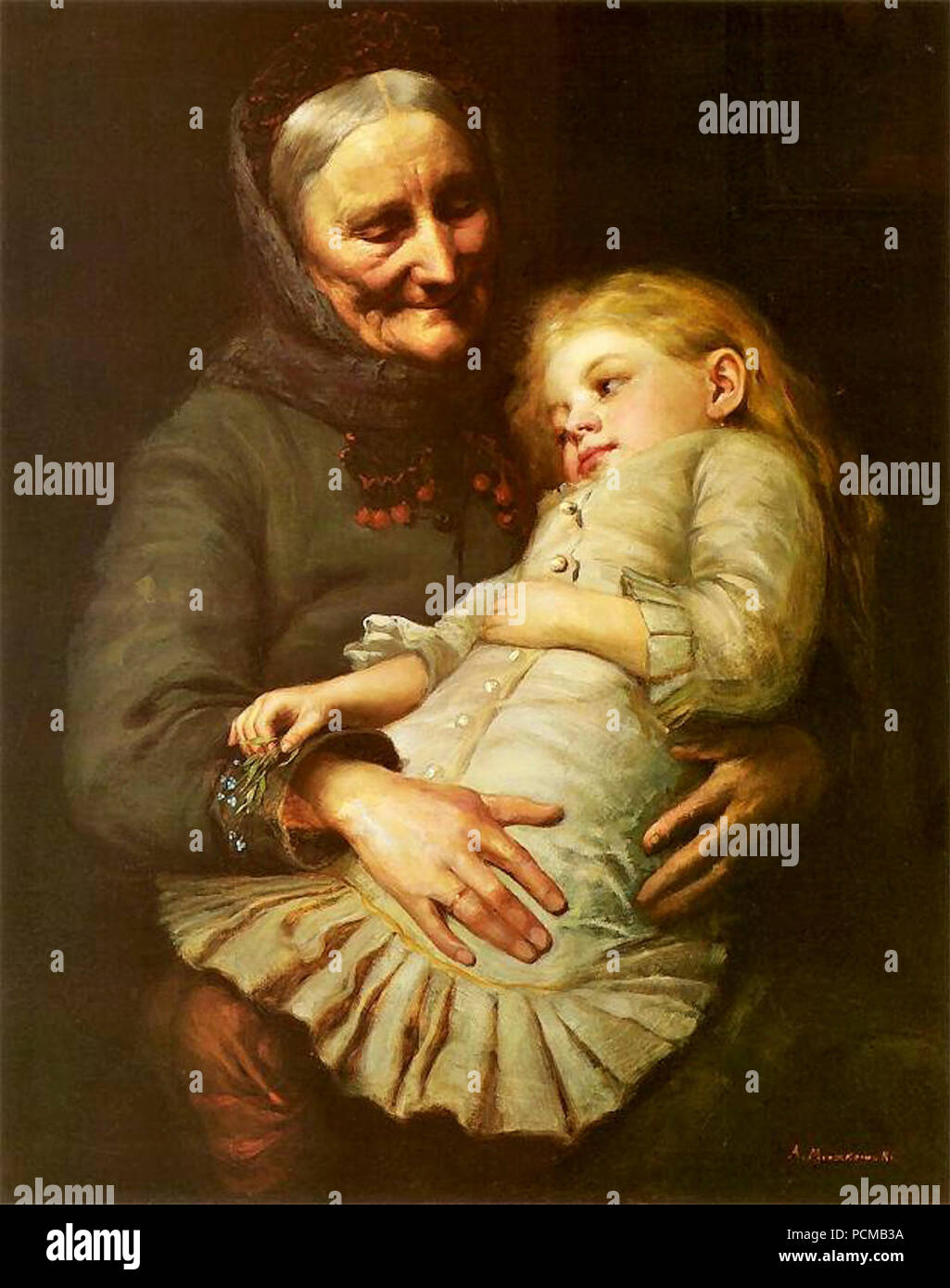 Aleksander Mroczkowski Babcia z wnuczką Stock Photo - Alamy