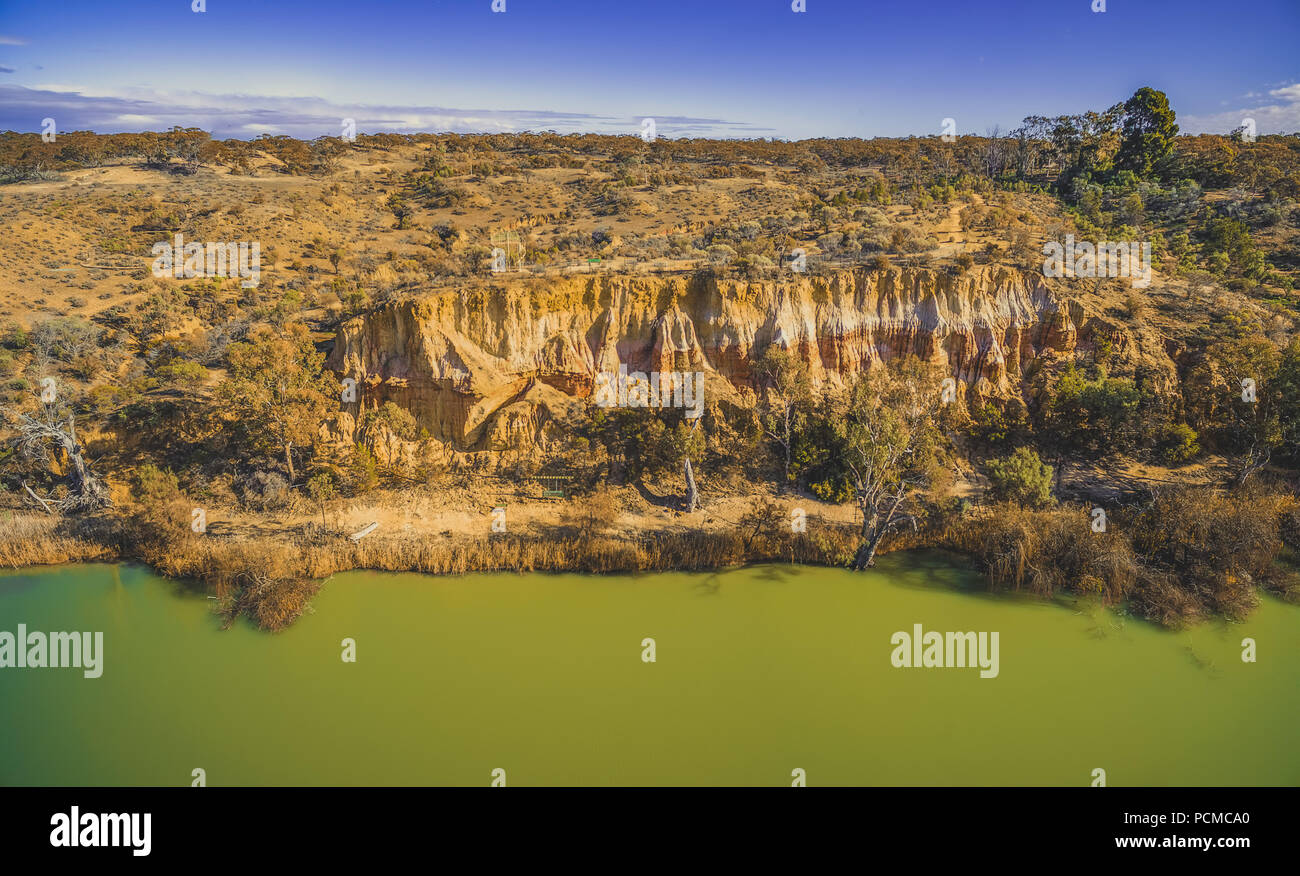 Beautiful erosion of sandstone cliffs over Murray River at ...