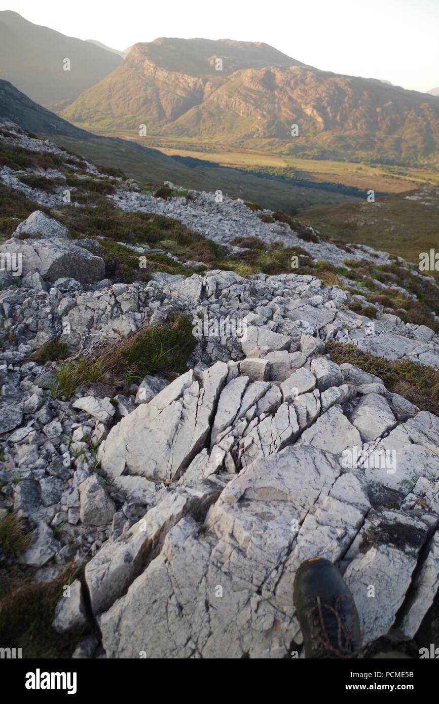 Beinn a'Mhuinidh Peak beyond Basal Quartzite in the Golden Light of a ...