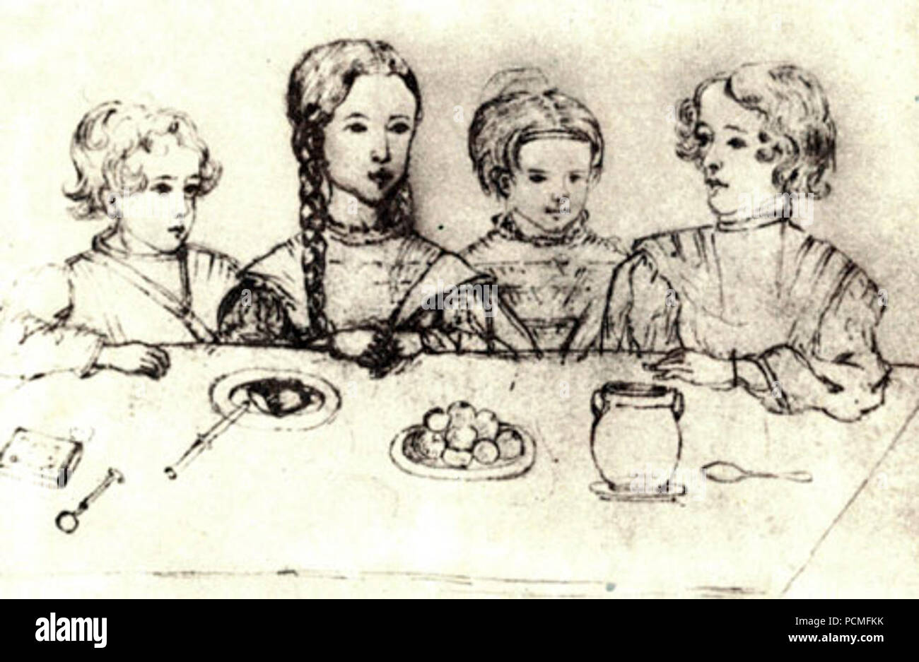 Alexander Pushkin's children (drawing by N.I. Friesenhof 1839 Stock ...