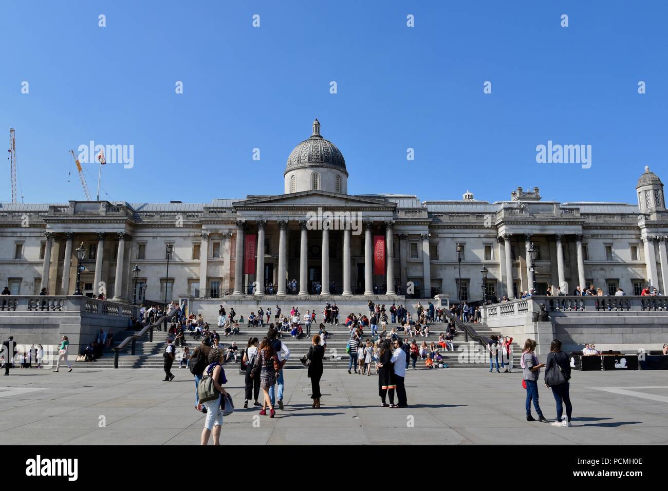 Trafalgar Square in London, featuring the National Gallery and Nelsons ...