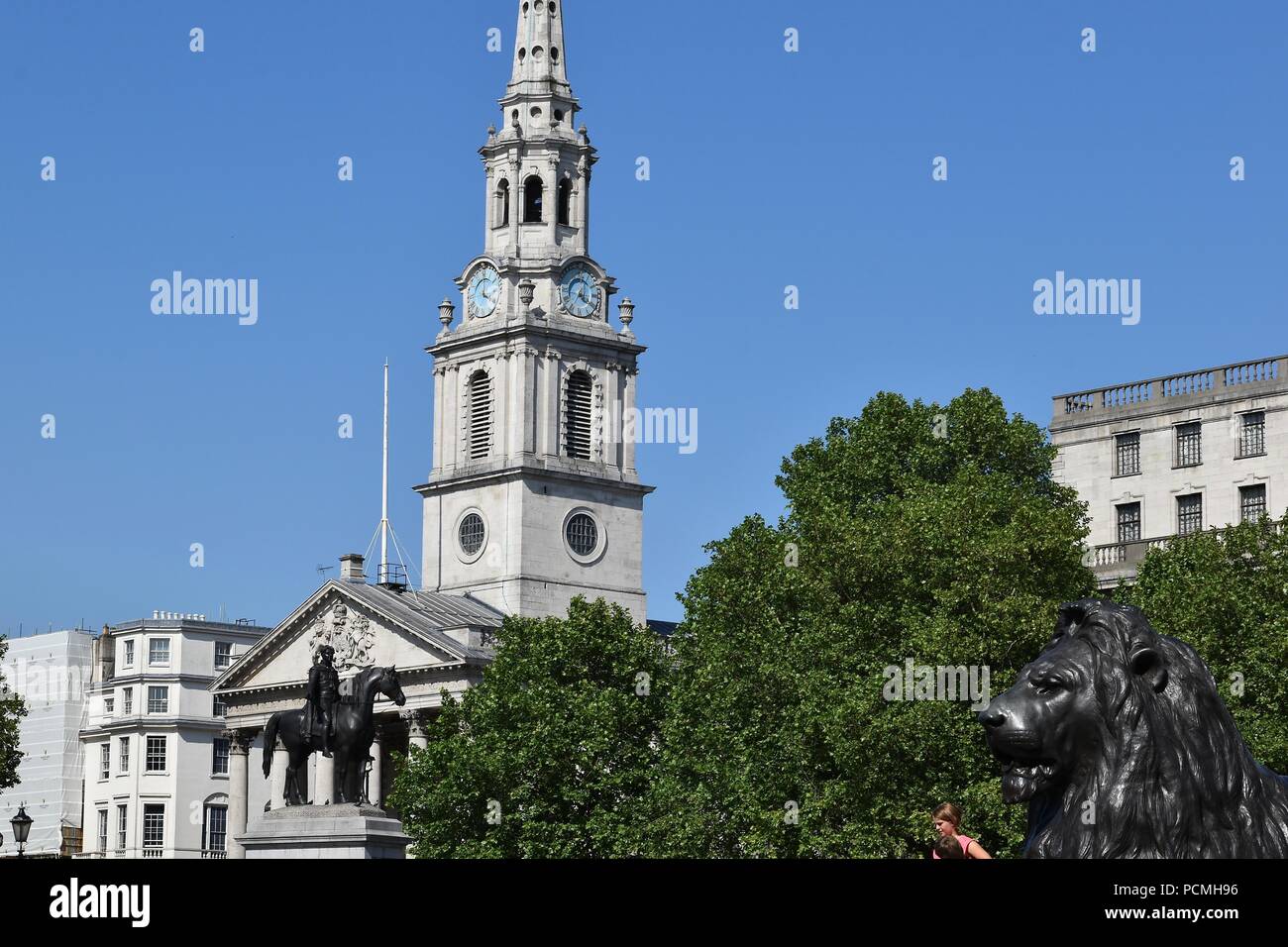 Trafalgar Square in London, featuring the National Gallery and Nelsons ...