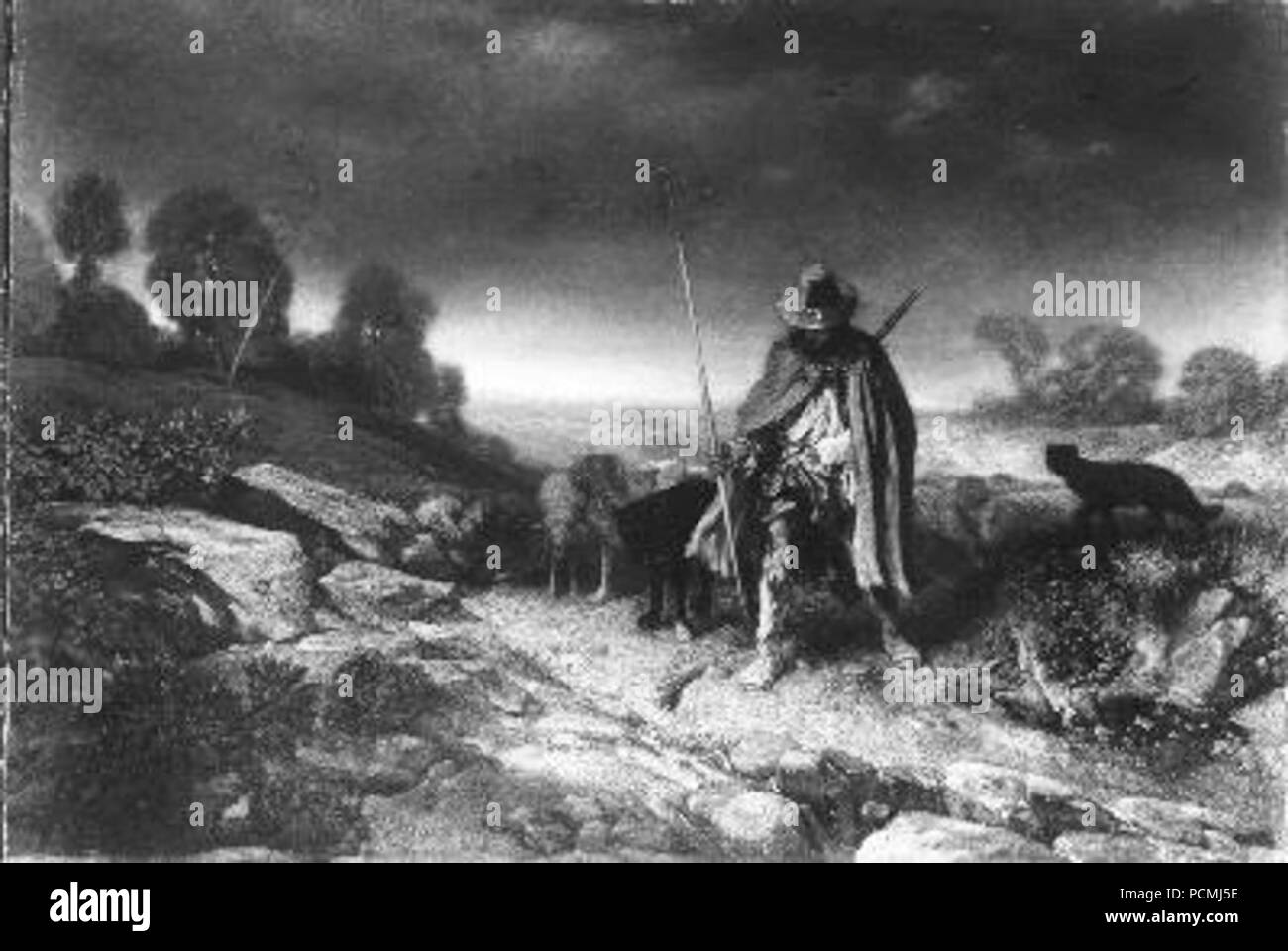 Alexandre-Gabriel Decamps - Een schaapherder met zijn kudde Stock Photo ...