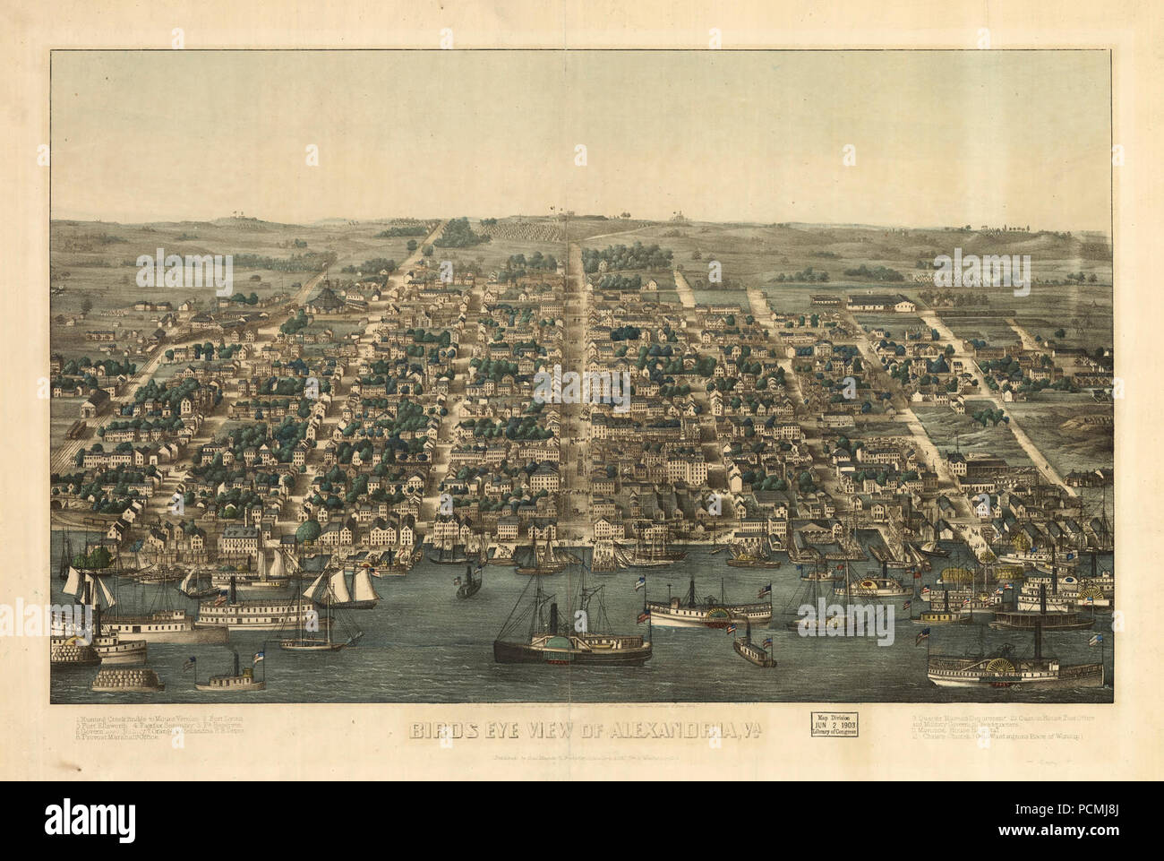 Alexandria Bird's Eye View 1863 Stock Photo - Alamy