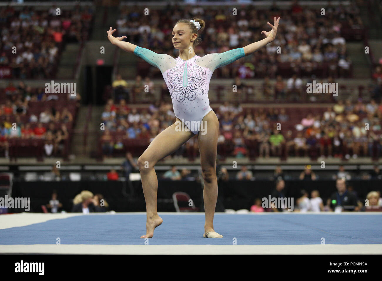 Columbus, OH, USA. 28th July, 2018. Gymnast Grace McCallum competes ...