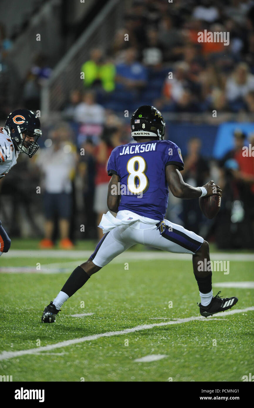August 2nd, 2018: Ravens #8 Lamar Jackson during the Chicago Bears vs ...