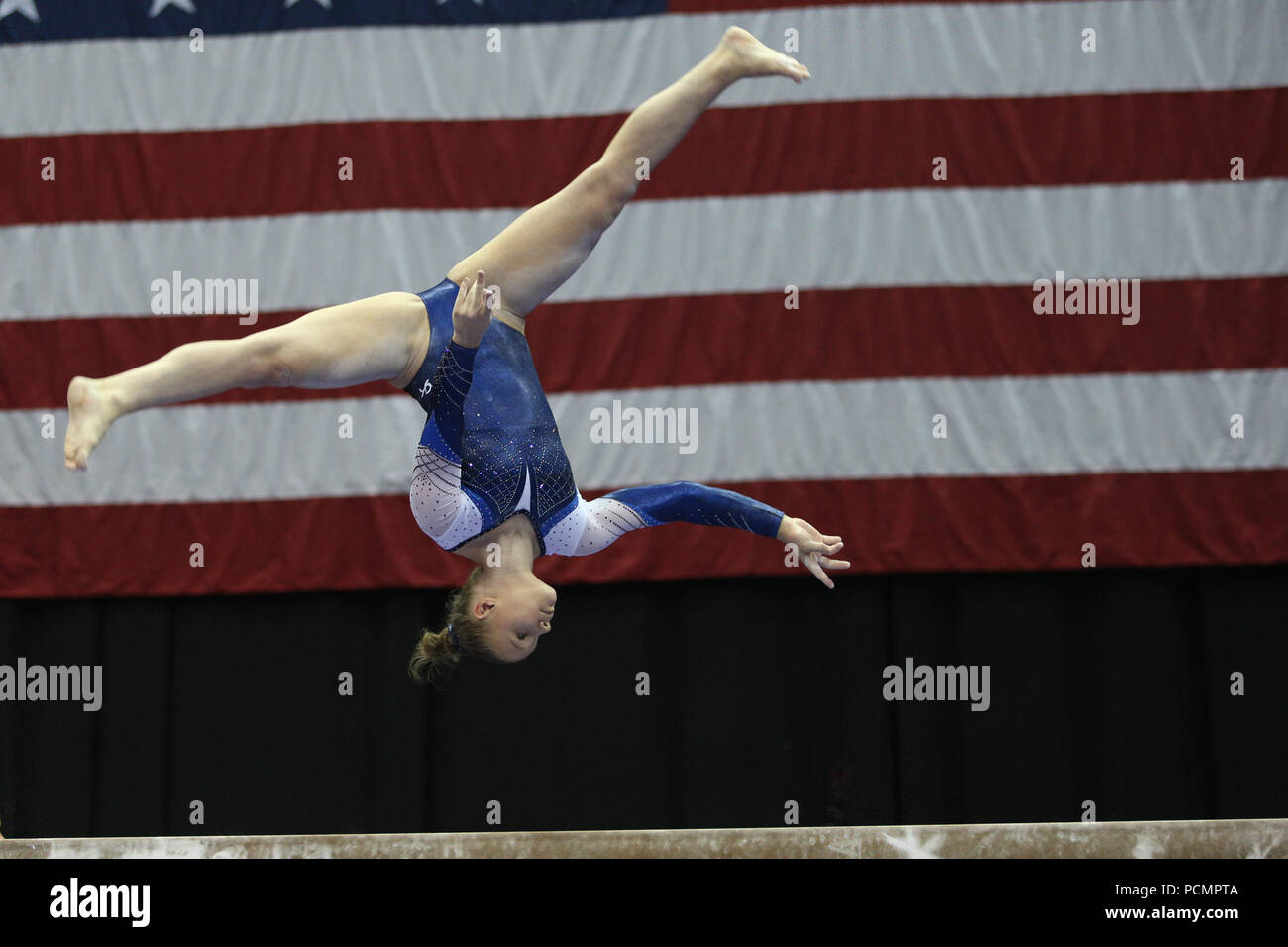 July 28, 2018: Gymnast Jade Carey competes during the 2018 GK U.S ...
