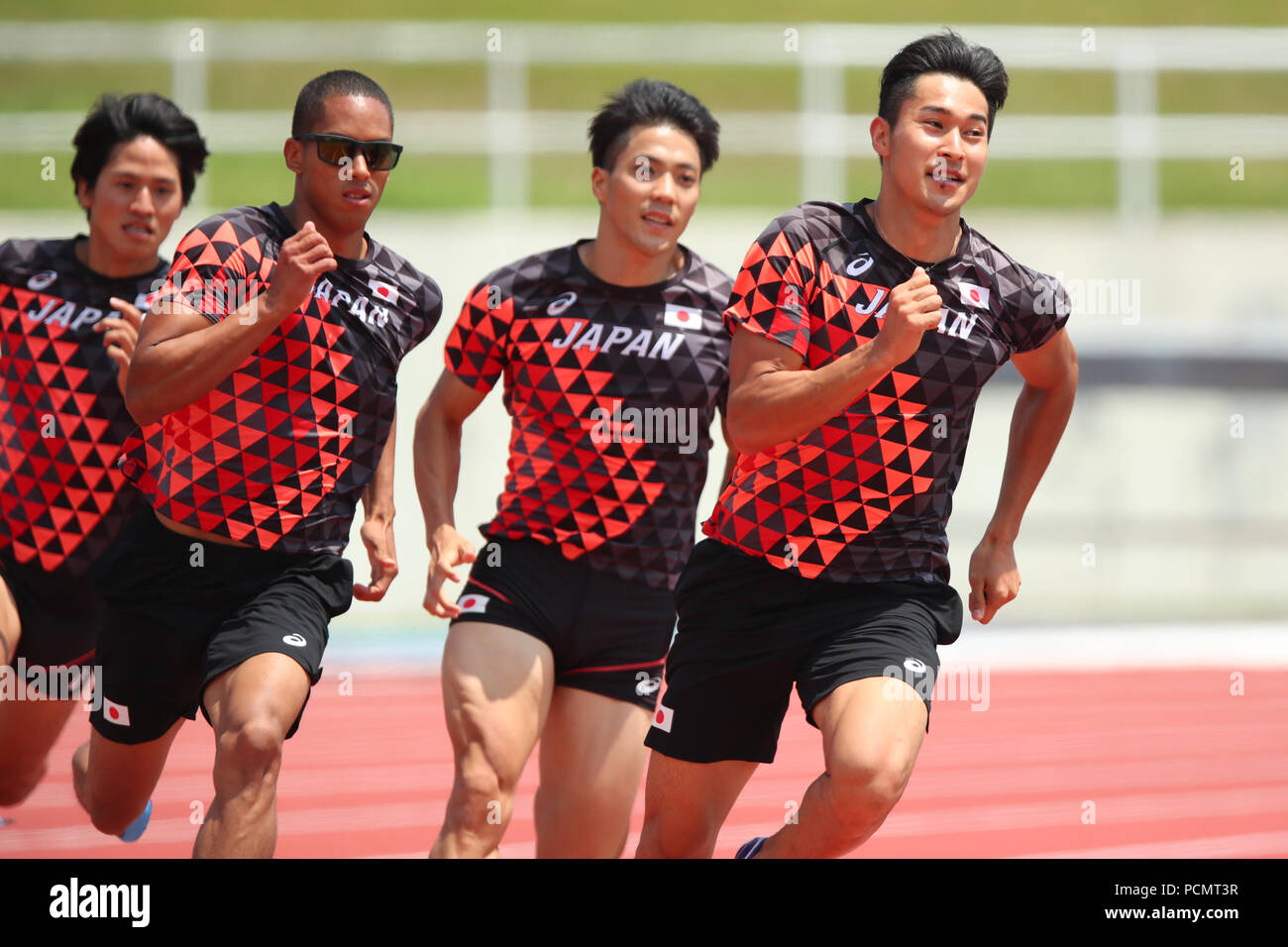 Yamanashi, Japan. 3rd Aug, 2018. (L to R) Jun Kimura, Aska Cambridge, Ryota Yamagata, Shota ...