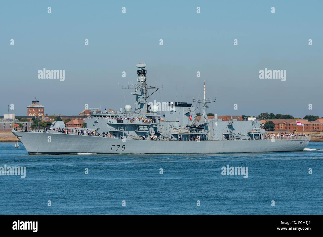 Portsmouth, UK. 3rd August, 2018. HMS Kent a Type 23 Frigate has sailed ...