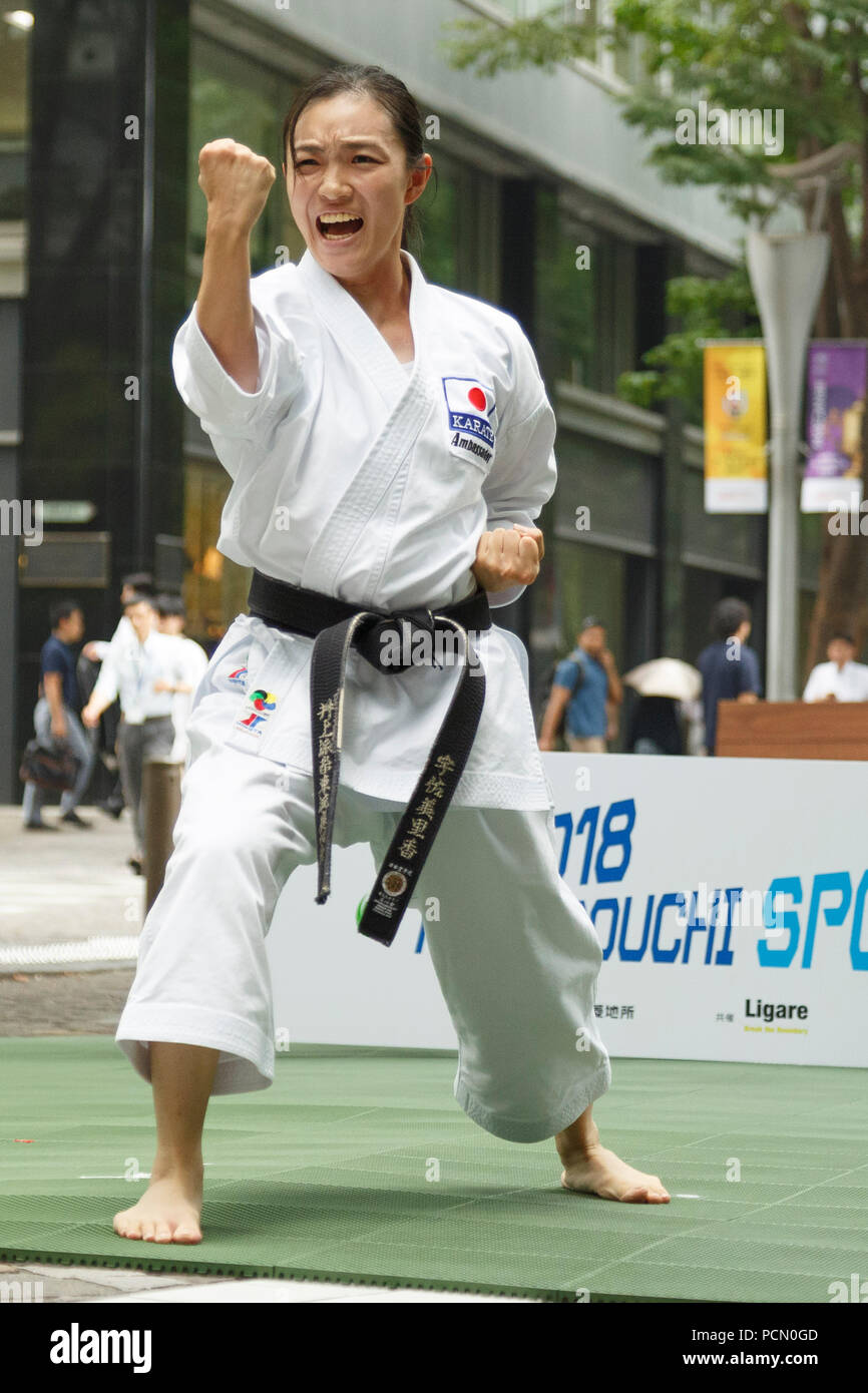 Japanese Karate athlete Rika Usami performs during the opening ceremony ...