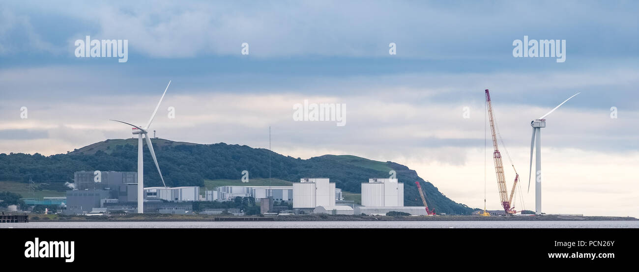 Hunterston, Scotland, UK - August 03, 2018: Wind turbines being ...