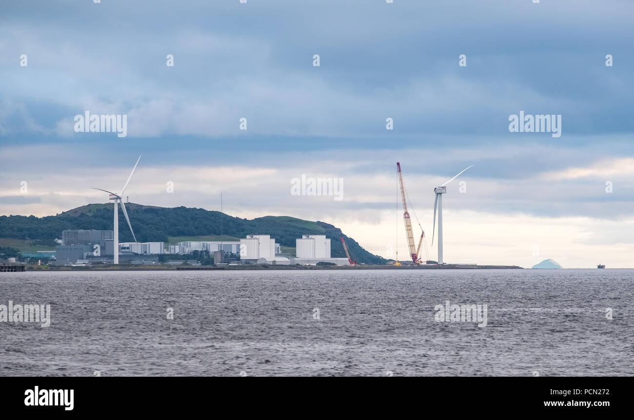 Hunterston, Scotland, UK - August 03, 2018: Wind turbines being ...
