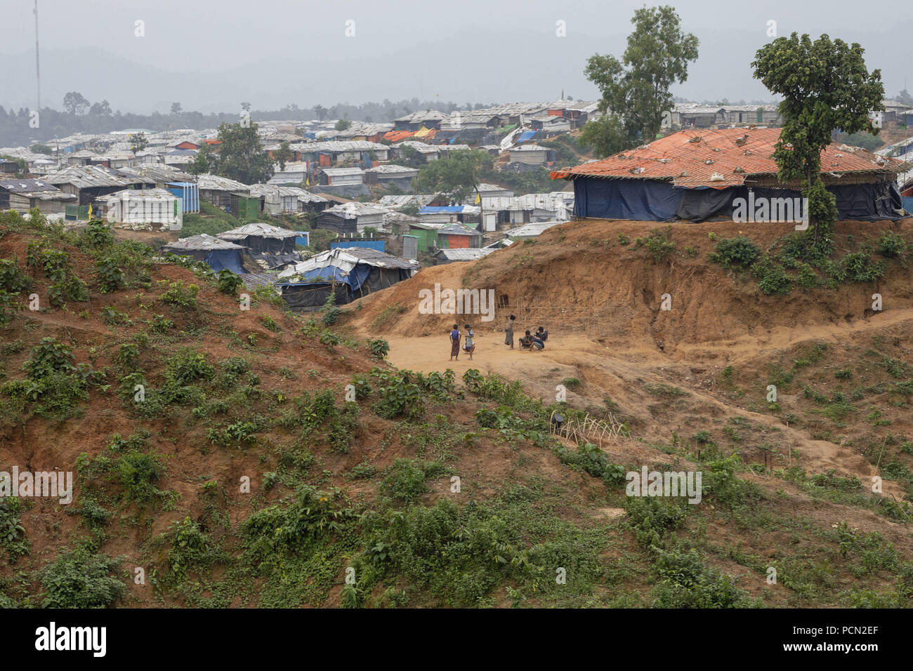 Teknaf, Bangladesh, 2 Aug 2018. Children play at Balukhali Rohingya ...