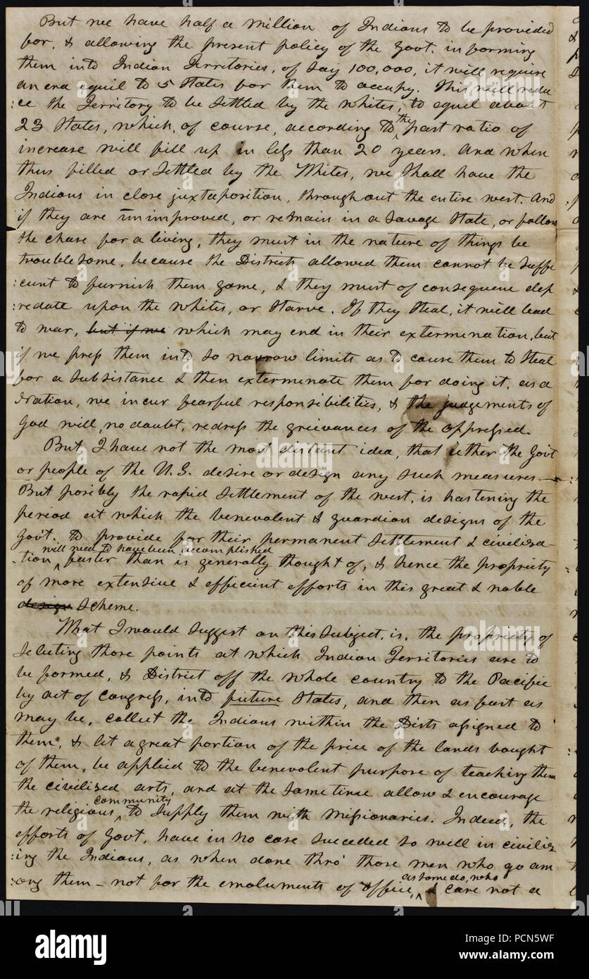 Alfred Brunson letter to John Bell, 1841 Stock Photo - Alamy