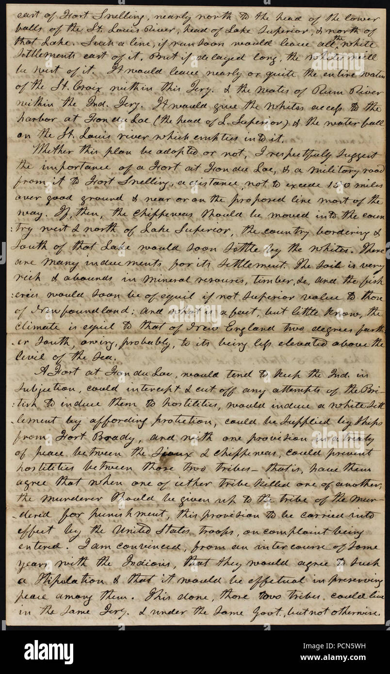 Alfred Brunson letter to John Bell, 1841 Stock Photo - Alamy