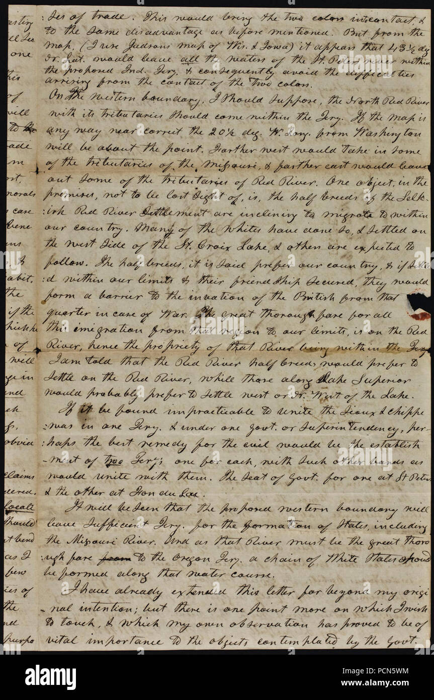 Alfred Brunson letter to John Bell, 1841 Stock Photo - Alamy